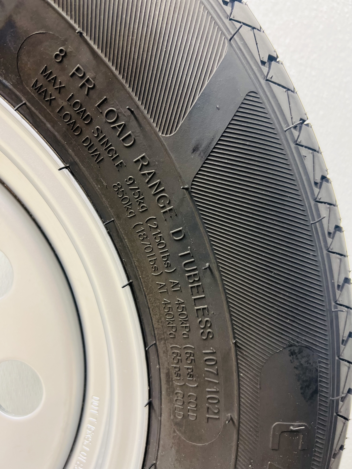 One New 15"x5" - 5x4.5 Trailer Wheel With 205/75R15 Load Range D, 8 PLY ...