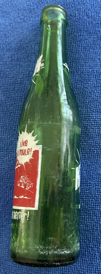 ACL SODA BOTTLE KICK DONKEY MULE GREEN GLASS ROYAL CROWN Mountain Dew ...