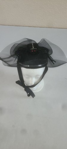 Spider Costume Hat w Ribbon Halloween Goth Wire Mesh Black Headpiece By ...