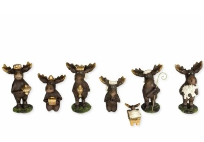 7 Piece MOOSE NATIVITY Christmas Nativity Scene, by Slifka OPEN BOX and ...
