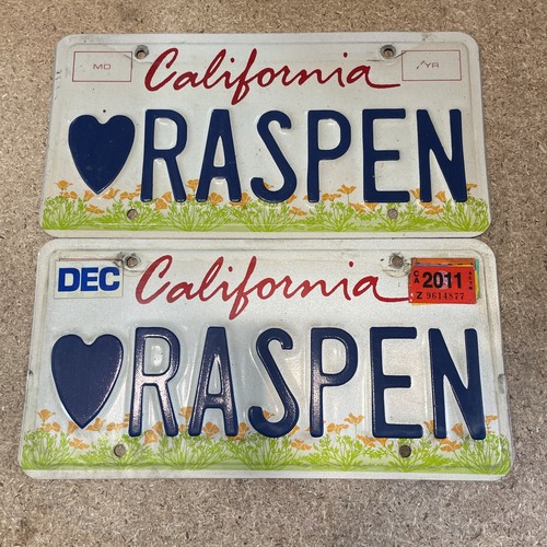California Pair Vanity License Plates - Lover ASPEN - Ski Snowboard ...