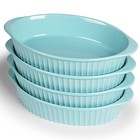 4PCS Small Turquoise Oval Au Gratin Pans Baking Dishes with Handles for ...