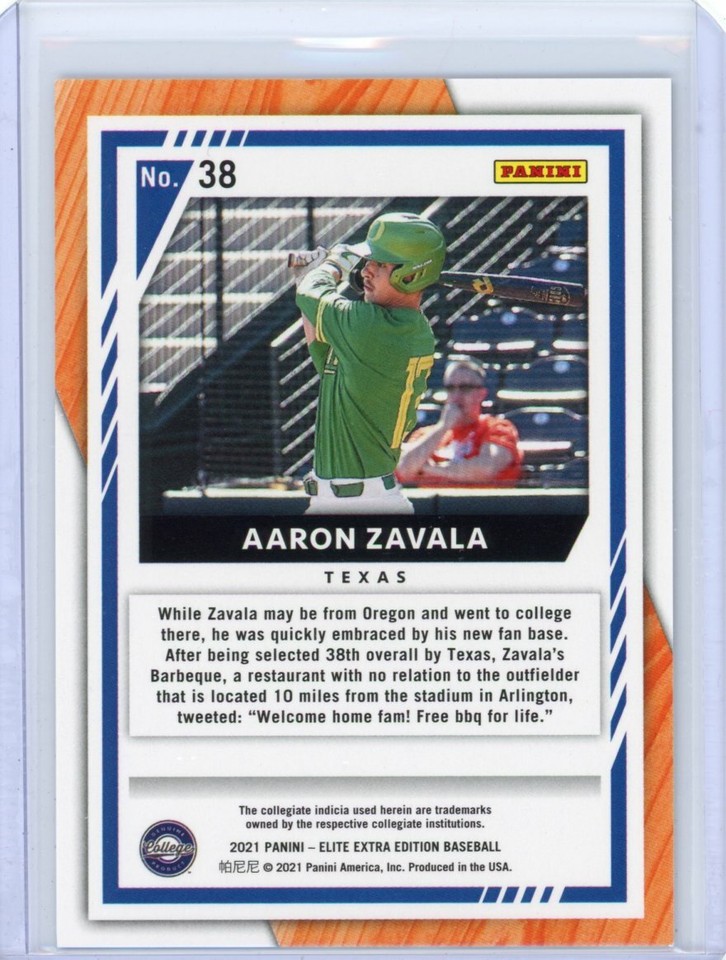 2021 Elite Extra Edition Aaron Zavala Turn of the Century #d /121 Texas ...