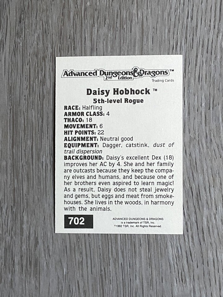 1992 TSR Advanced Dungeons & Dragons 2nd Edition | Daisy Hobhock | #702 ...