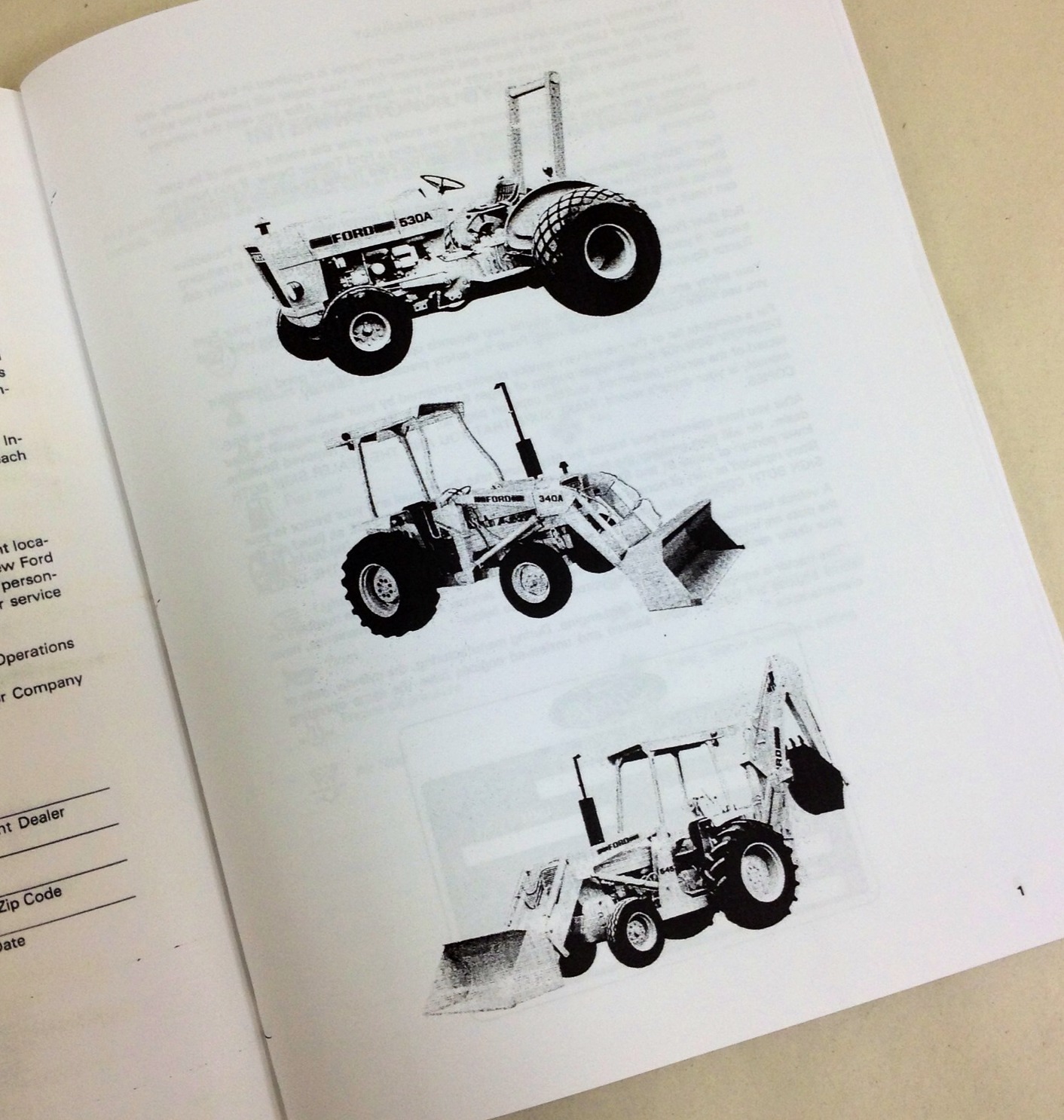 Ford Industrial Tractors 230A 340A 445 530A 540A 545 Operators Owners ...