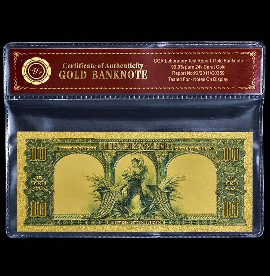 1 Gram 24k Gold Leaf $10 Bison Lab Tested Bill Foil Bar Note COA & FREE ...