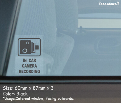 3 X IN CAR CAMERA RECORDING Car Security Stickers Warning Decal Best ...