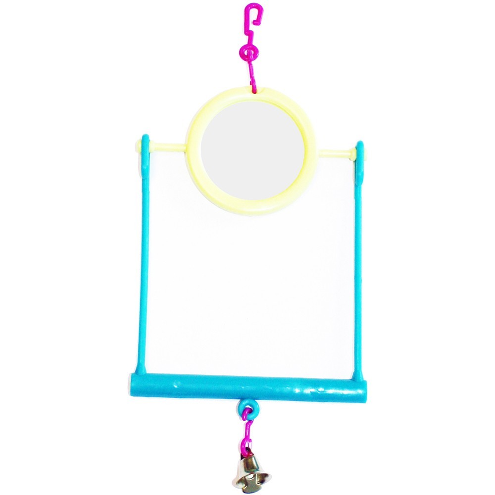 Small Caged Bird Mirror & Swing plus Bell Toy Budgie Finch Canary ...
