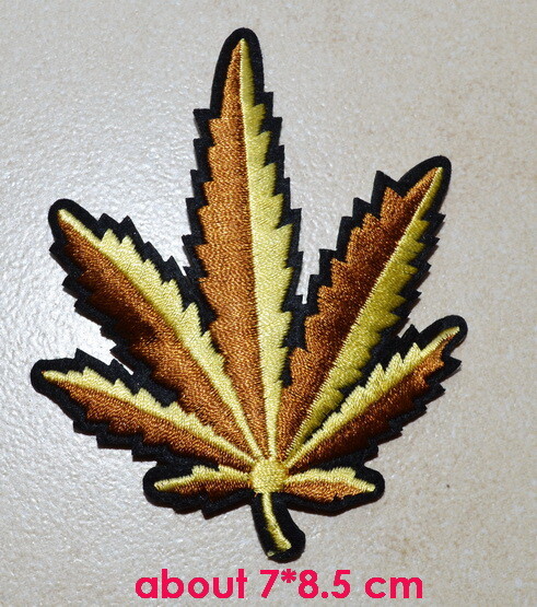100x Golden Pot leaf ganja marijuana weed retro boho hippie iron on ...