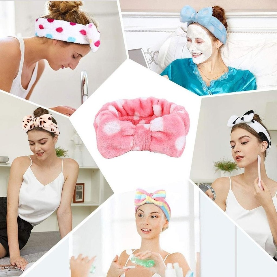 2 Pack Women Spa Headband Soft Fleece Big Bow Hair Band for Makeup ...