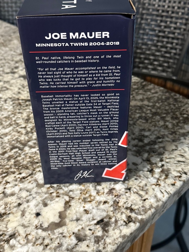 2025 Minnesota Twins Joe Mauer SGA Replica Statue Bronze Target Field 8 ...
