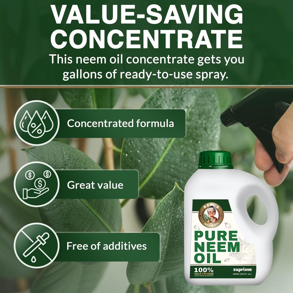 Nani's Pure Neem Oil for Plants Concentrate - Dilute for Use as Organic ...