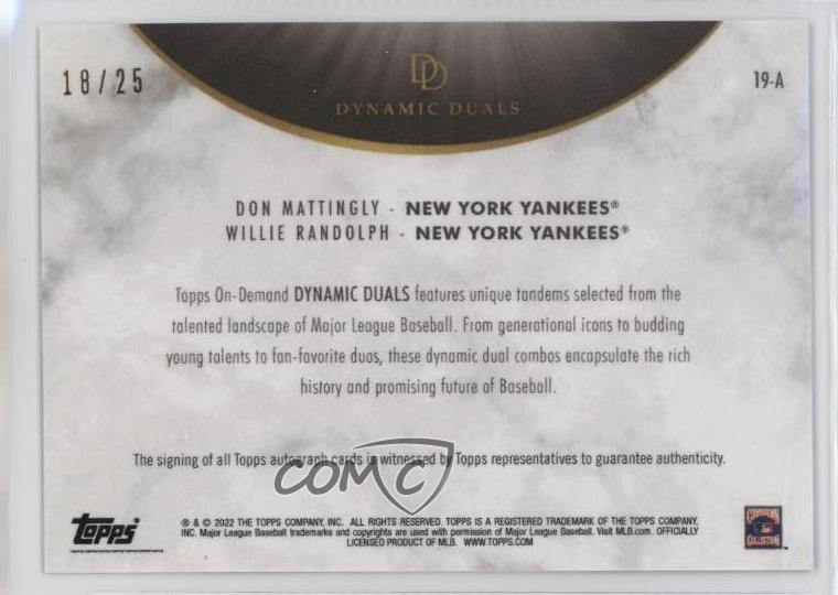2022 Topps On Demand Dynamic Duals Blue /25 Don Mattingly Willie Randolph Auto | eBay