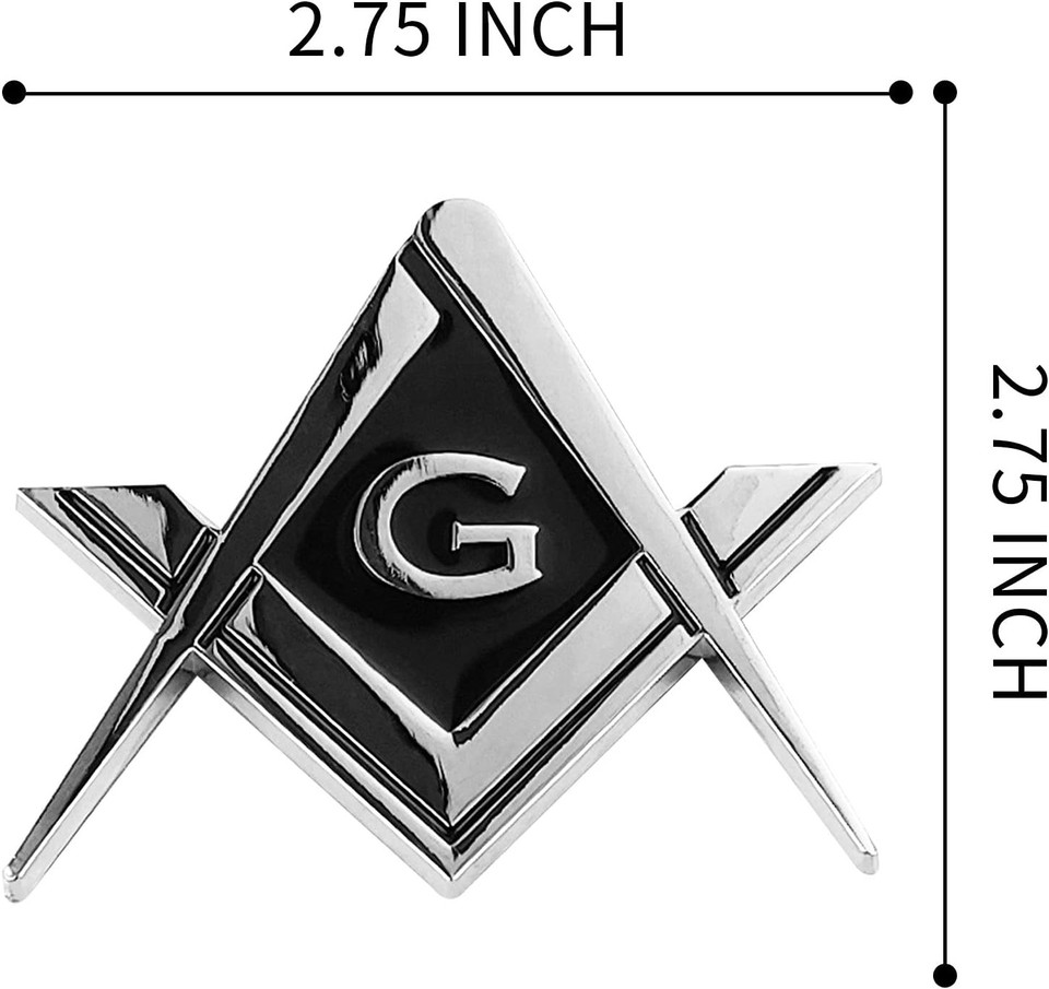 3 Pack 2.75" Chrome Plated Car Emblem Square and Compasses Auto Mason 3 ...