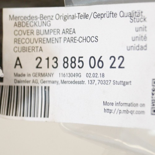 NEW MERCEDES-BENZ E-CLASS W213 FRONT BUMPER LOWER GRILL A2138850622 ...