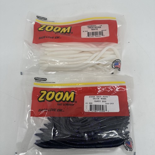 Zoom Trick Worm White Candy Bug NIP 20 per pack Lot Of 2 Bags | eBay