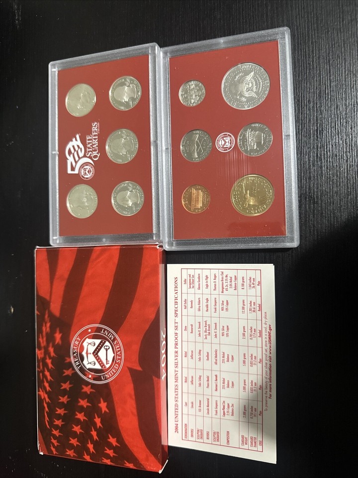 2004-S United States Mint Silver Proof Set - 11 Coin Proof Set w/ Box ...