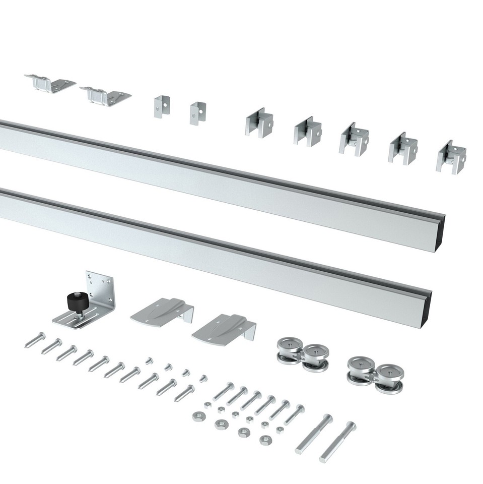 6FT Box Rail Exterior Barn Door Hardware Kit Sliding Barn Door Hardware ...