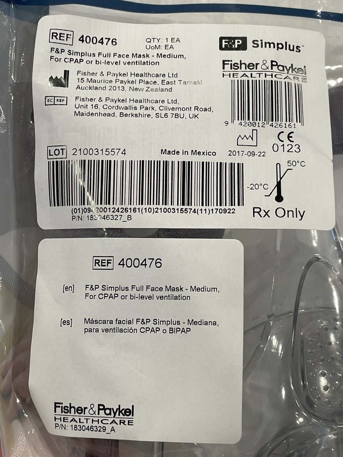 F&P Simplus Full Face Replacement with Medium Frame and Medium Cushion ...