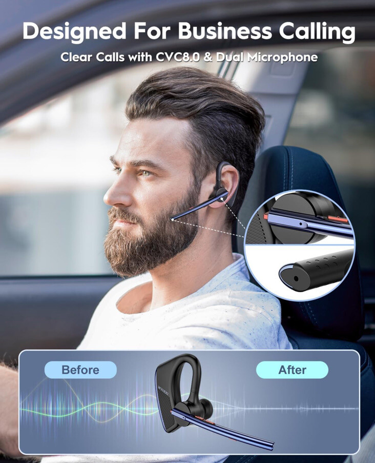 Wireless Headset Bluetooth Truck Driver Noise Cancelling Like Blue ...