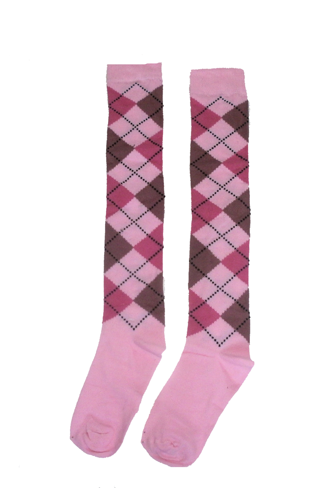 ARGYLE CHECK DIAMOND STRETCH LONG KNEE HIGH SOCKS PUB GOLF FANCY DRESS ...