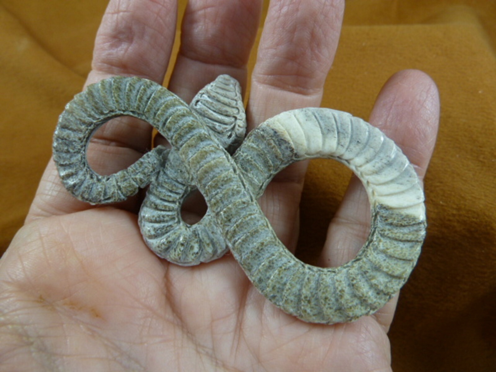snake-w5 Rattlesnake of shed ANTLER figurine Bali detailed carving ...