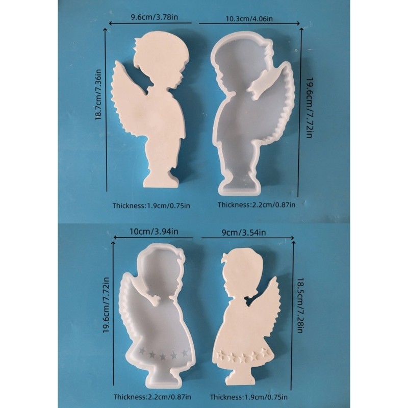 Angel Figurine Silicone Mold for DIYs Cement Gypsum Clay Resin Molds ...
