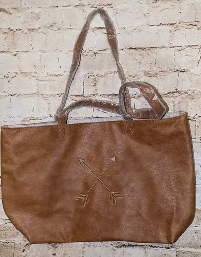 FINAL New Thirty-One Large Modern Tote Bag Caramel Distressed Pebble ...