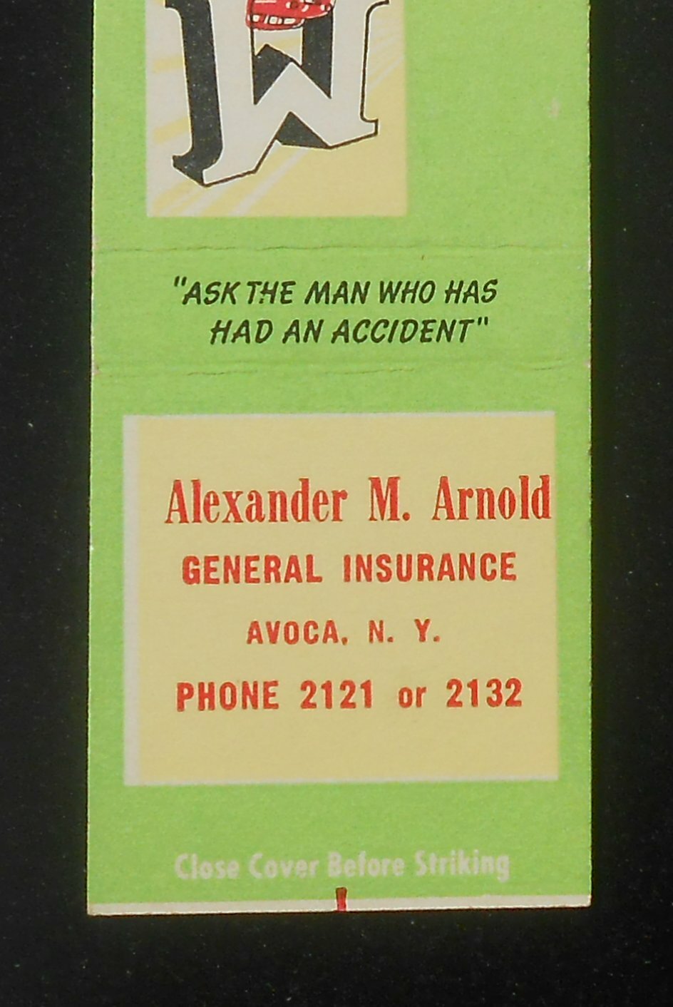 1950s Merchants Mutual Alexander M. Arnold Insurance Phone 2121 or 2132 ...