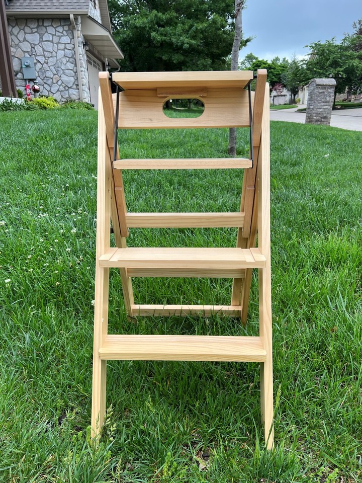 Step Stool 4-Step folding portable Wood convertible between Chair and ...