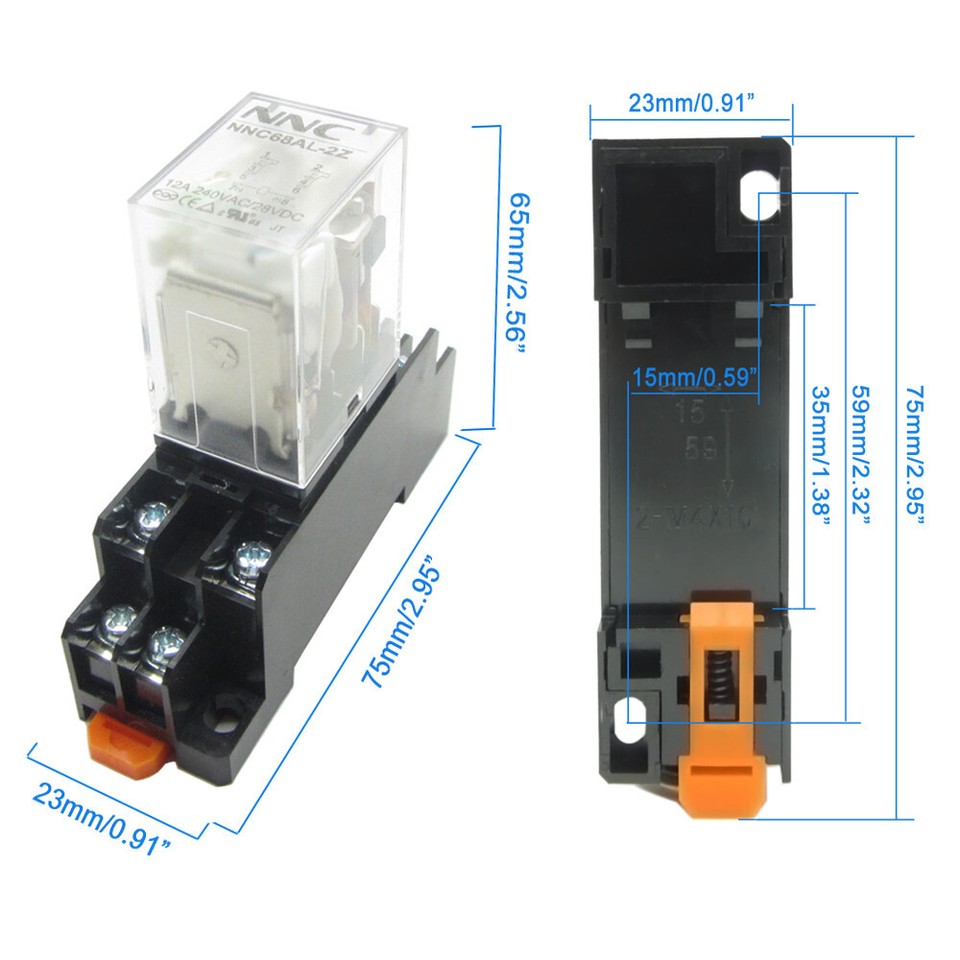 US Stock Power Relay 12A DPDT Coil 12V 24V 110V 220V LY2NJ 8Pin Plug-in ...