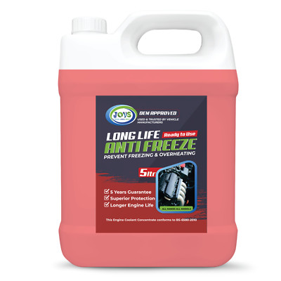 Red Antifreeze Engine Coolant 5L - Ready to Use, All Cars, Year-Round ...
