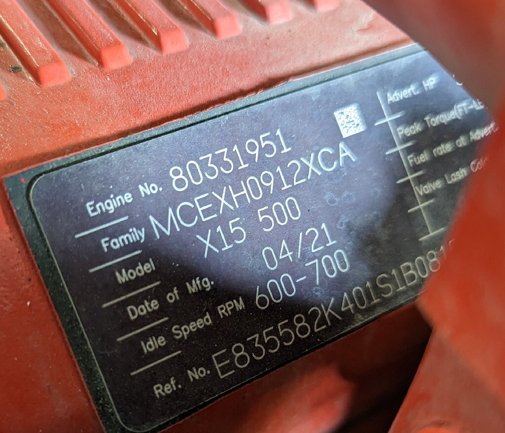 CUMMINS ISX15 500HP CM2450 ENG# 80331951 FAM# MCEXH0912XCA CPL5535 ...