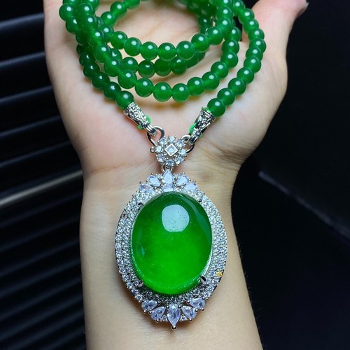 Certified Natural Perfect High Ice Green Jade Jadeite carving Pendant ...