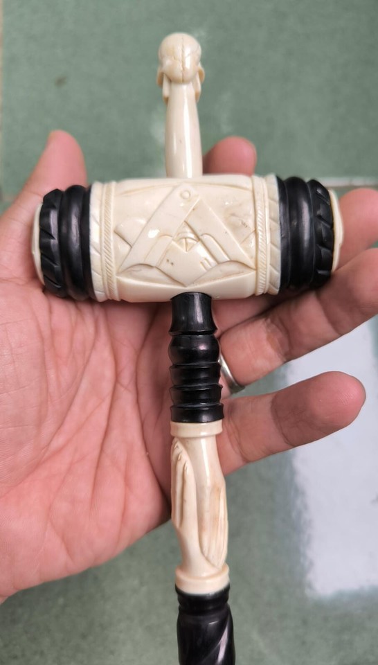 Custom order ! Masonic Gavel From Wood & Deer ANTLER Hand Carved (Ready ...