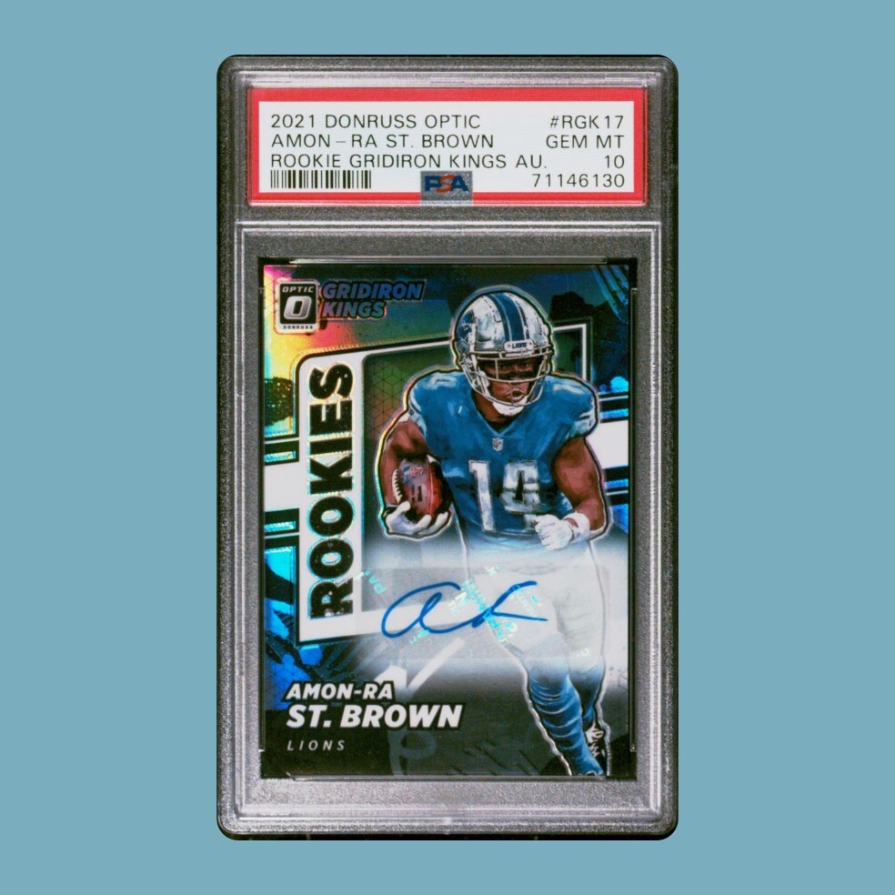 2021 Donruss Optic Amon-Ra St.Brown RC Gridiron Kings Auto /99 PSA 10 ...