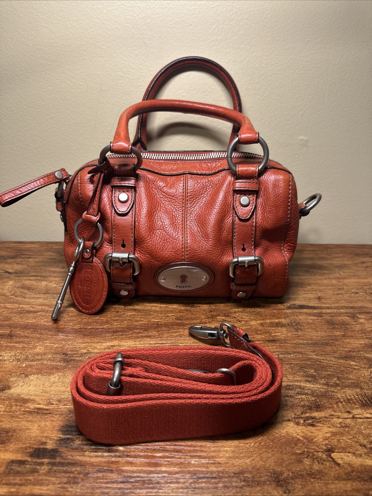 Vintage Y2K Fossil Maddox Dark Rose Pink Pebbled Leat… - Gem