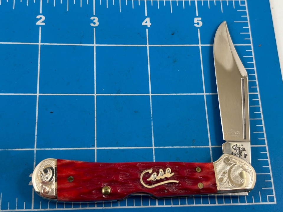 Case XX Select Red Bone Silver Script Mini CopperLock Knife #61749L SS ...