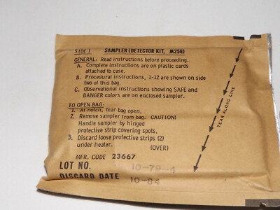 N.B.C. U.S. ARMY ISSUE SAMPLER (DETECTOR KIT,M256) SEALED DETECTOR KIT ...