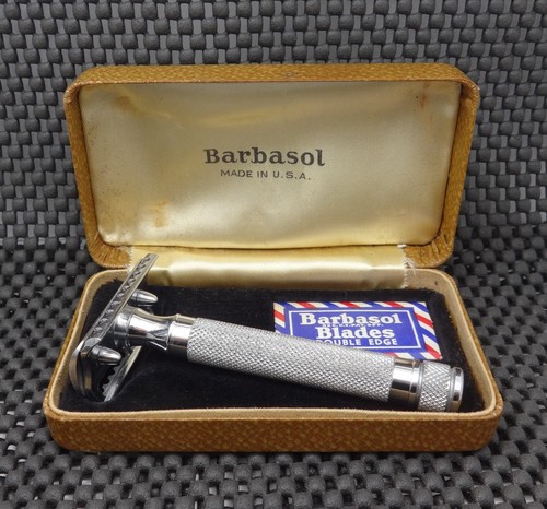 Vintage Barbasol Floating Head DE Safety Razor Set Case & NOS Blade ...