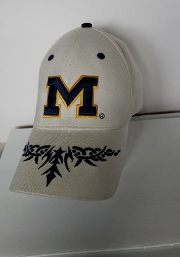 Vintage Embroidered Michigan Wolverines M Hat White w Embroidered M ...