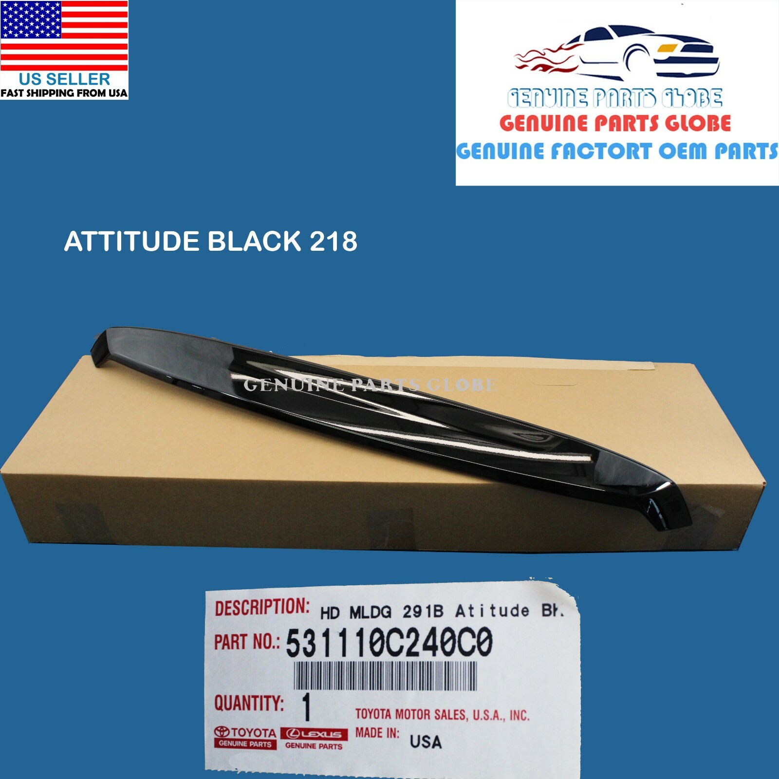 GENUINE TOYOTA 18-22 SEQUOIA BLACK FRONT HOOD LIP BULGE MOLDING 53111 ...