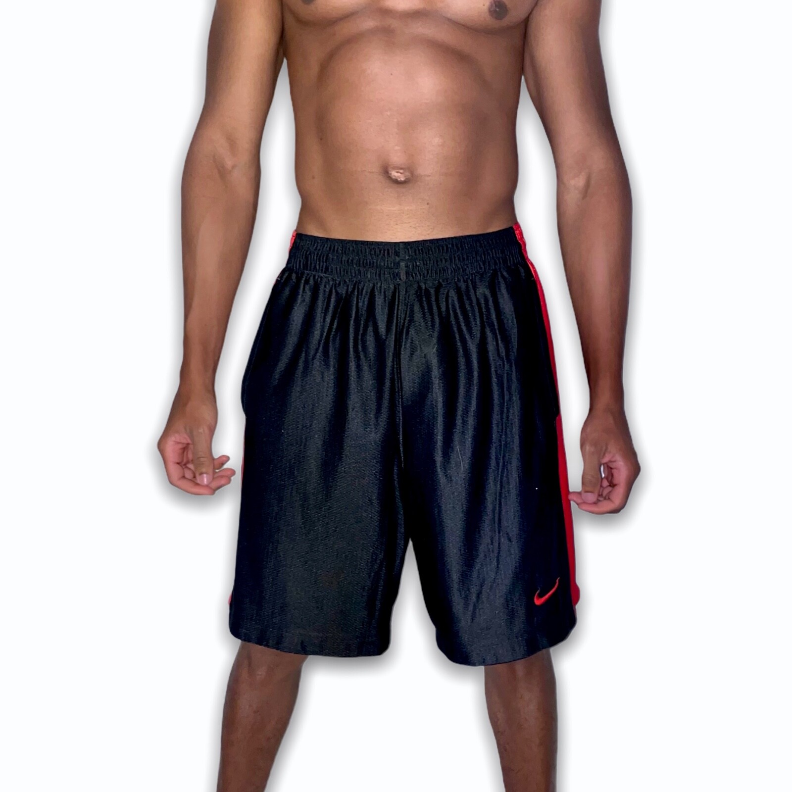 Rare Nike Basketball Dazzle Shorts Silky Smooth Shiny Black Red XL ...