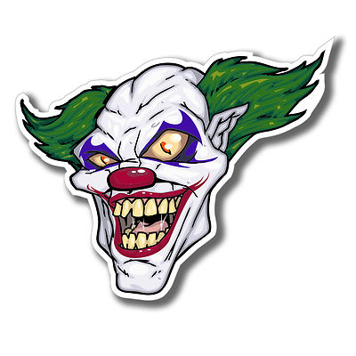 2 x Evil Clown Sticker Joker Scary Car Halloween Helmet iPad Laptop ...