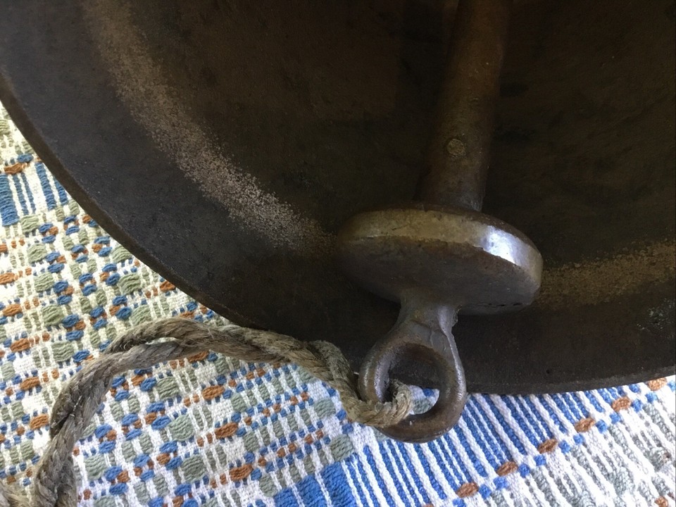 Antique Cast Bronze Ship/School Bell Bronze Clapper with Original Pull ...