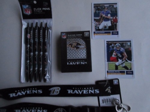 BALTIMORE RAVENS PLAYING CARDS - 5 PENS LANYARD WITH 2 COLLECTIBLE ...