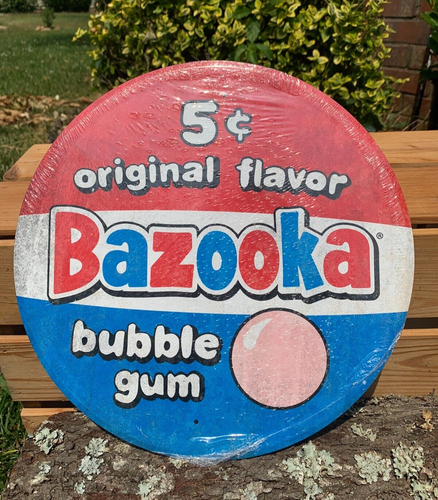Bazooka Bubble Gum Original 5 cents Sign Tin Metal Advertising Round | eBay