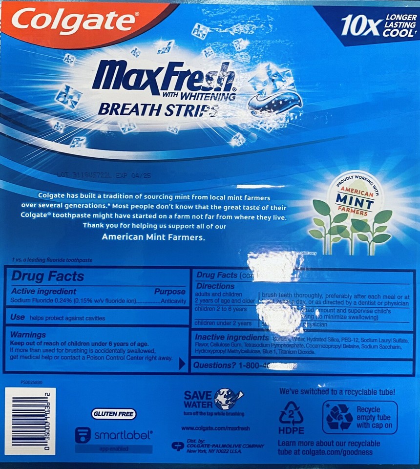 Colgate Max Fresh Toothpaste With Mini Breath Strips 7.3 oz 5 VALUE ...