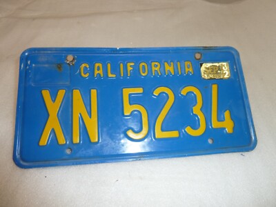 Vintage 1970’s,80s California Blue License Plate # xn 5234 Single | eBay