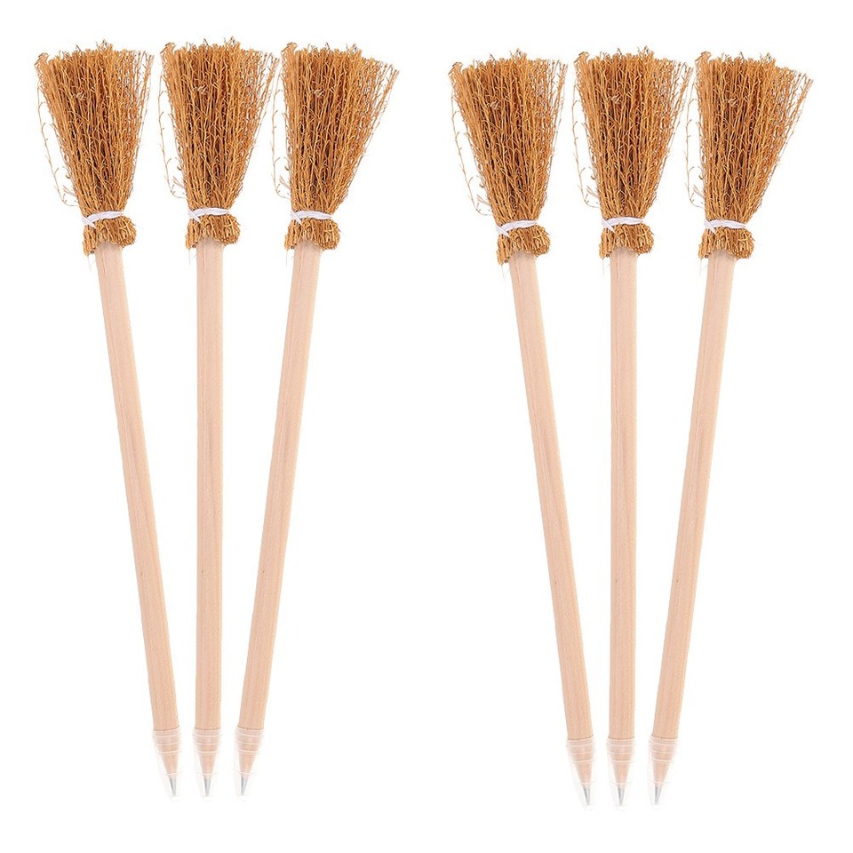 6 Pcs Wizard Party Supply Cartoon Wood Pencil Decorative Pencils Broom ...